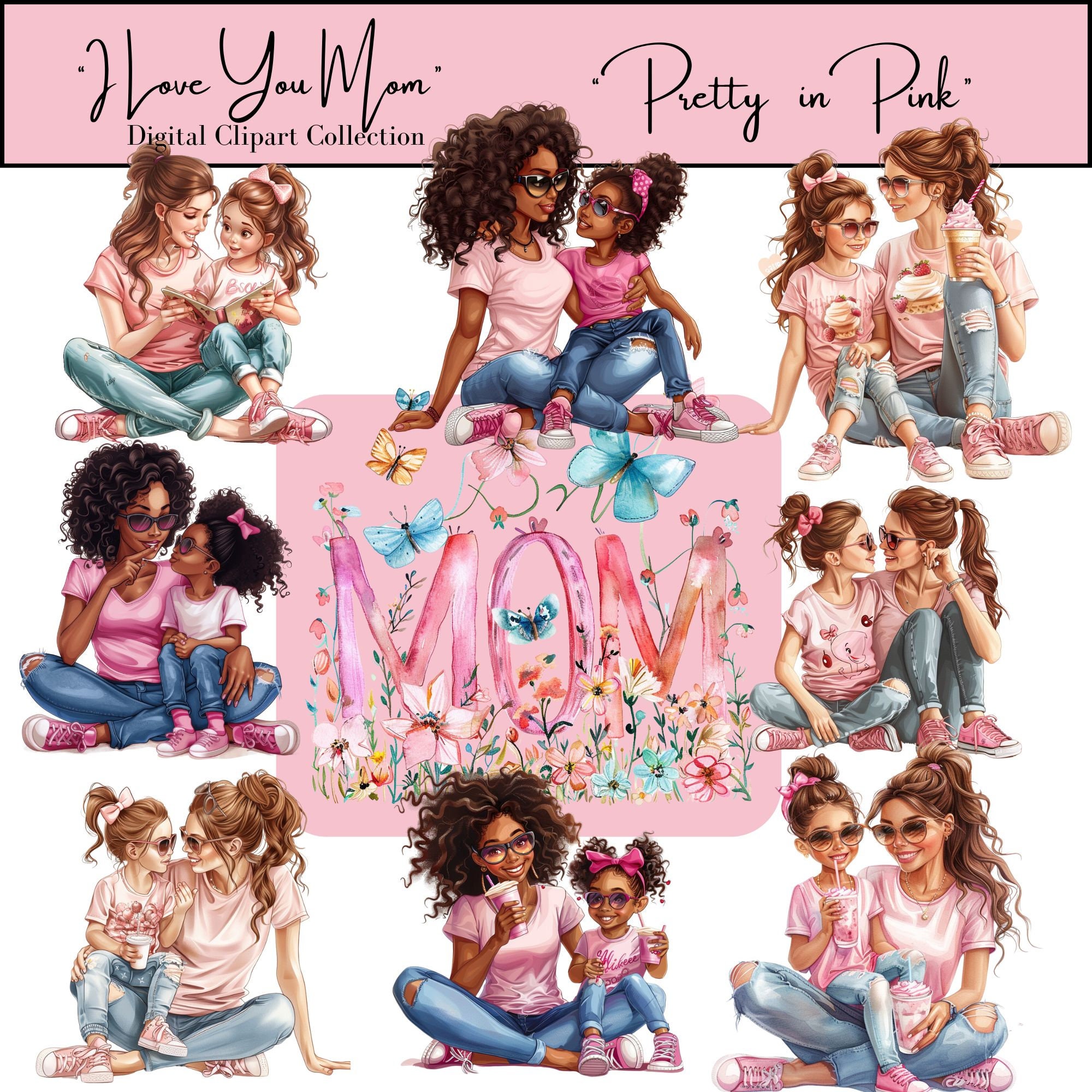 Mothers Day Digital Clipart Set100 Images I Love You Mom high Quality ...