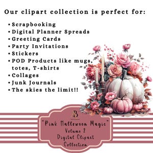 Clipart, Digital, PNG, Whimsical Halloween, "pink Halloween Magic" Vol ...