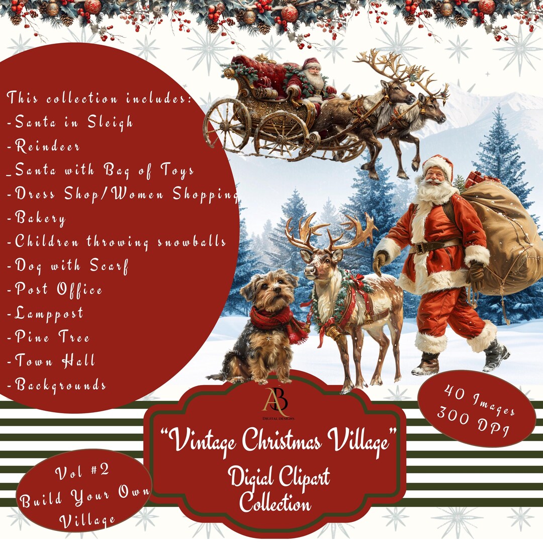 Digital Clipart "vintage Christmas Village - Volume 2" | 40 Pngs ...