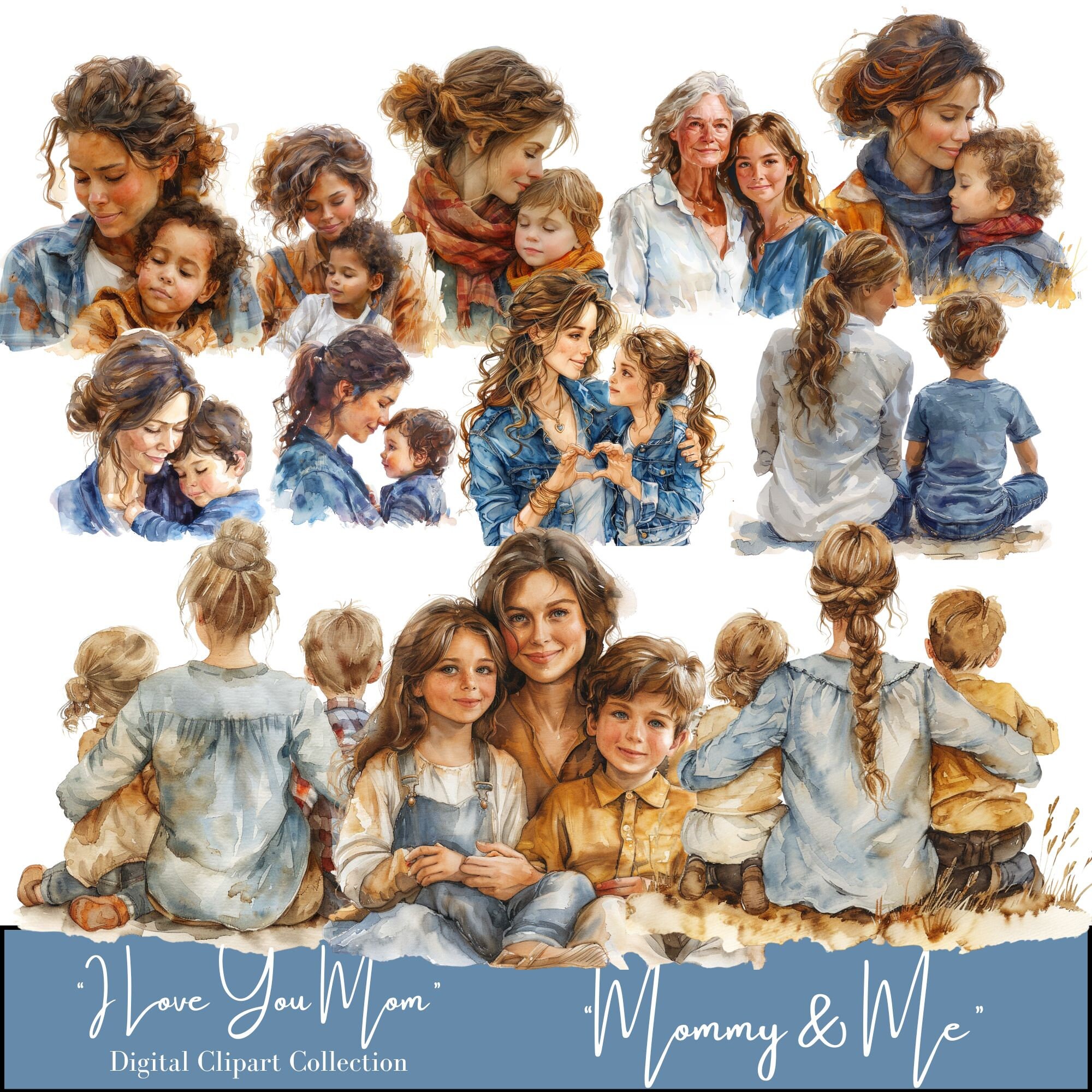 Mothers Day Digital Clipart Set100 Images I Love You Mom high Quality ...