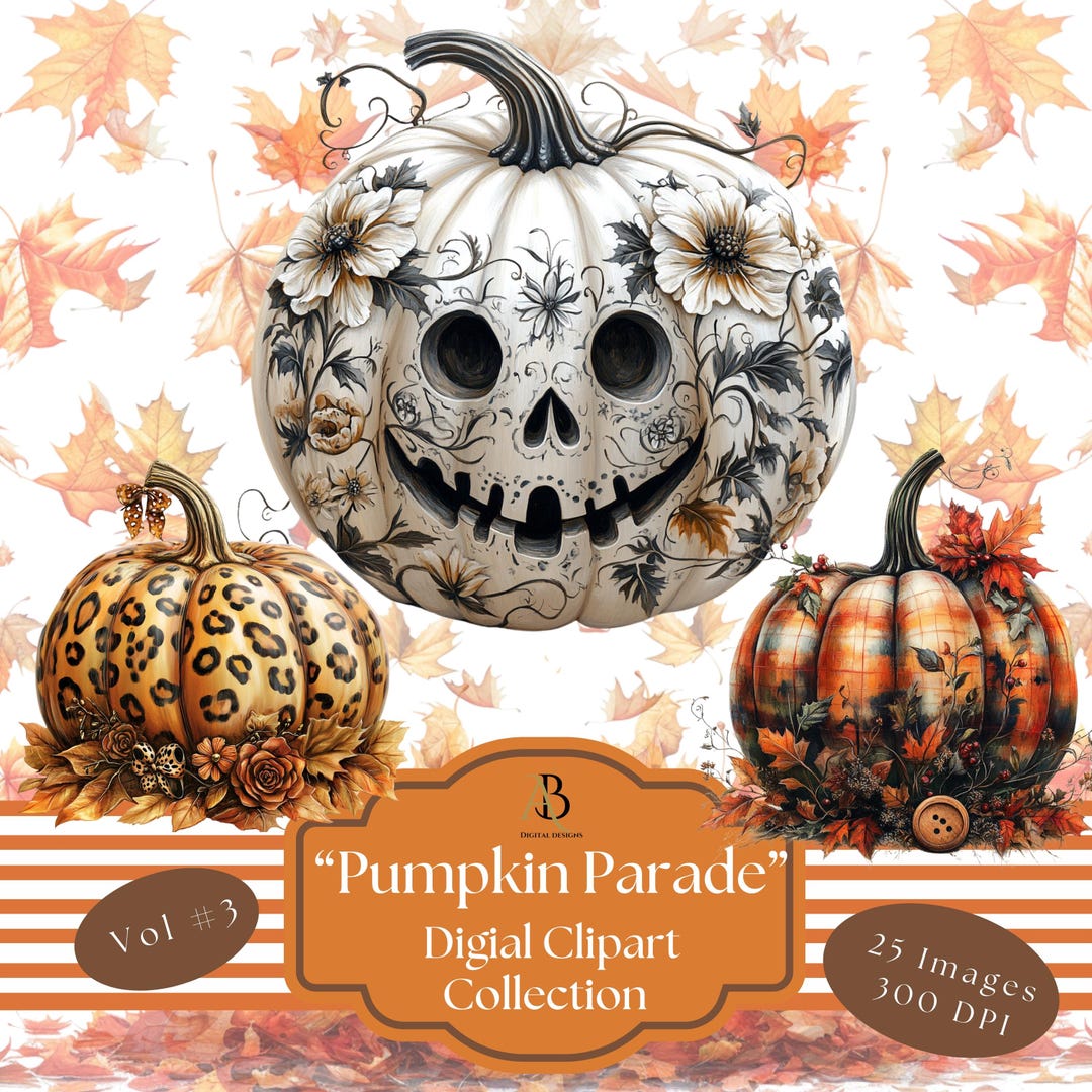 Digital Clipart "pumpkin Parade-vol 3", Fall and Halloween Clipart ...