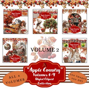 Apple Country - 4 Volume BUNDLE, Clipart, Digital, PNG, Fall Clipart ...