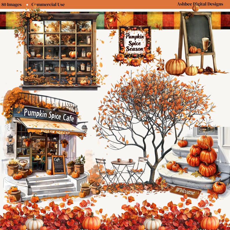 Clipart, Digital, "pumpkin Spice Cafe" 80 Png's, Cozy Fall Coffee ...
