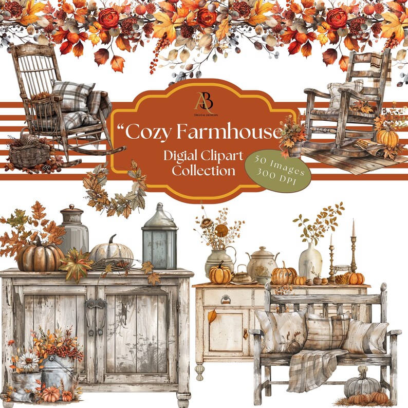 Digital Clipart "cozy Farmhouse", Fall Farmhouse Png's in Autumn, Cozy ...