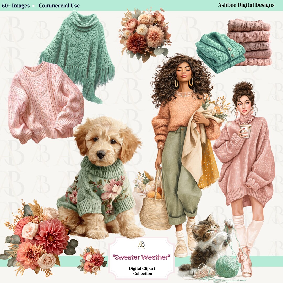 Sweater Weather Clipart, Cozy Autumn Pngs (digital Download) - Etsy