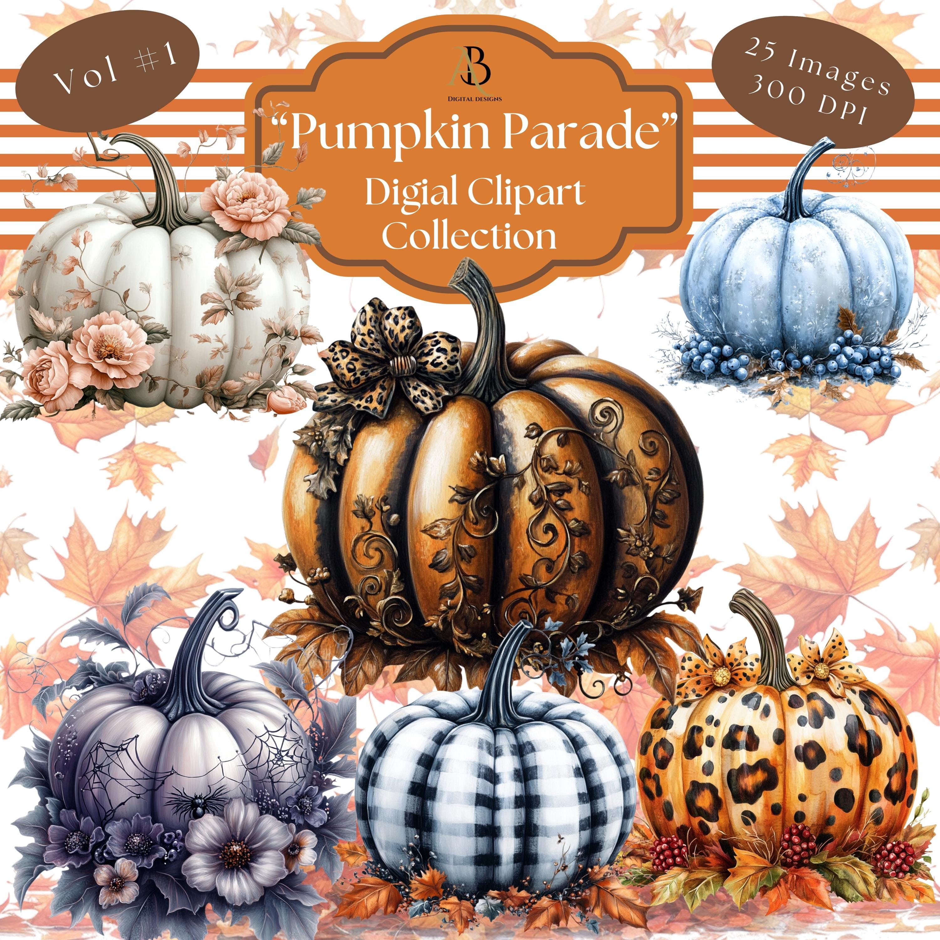 Digital Clipart pumpkin Parade-vol 1, Fall and Halloween Clipart ...