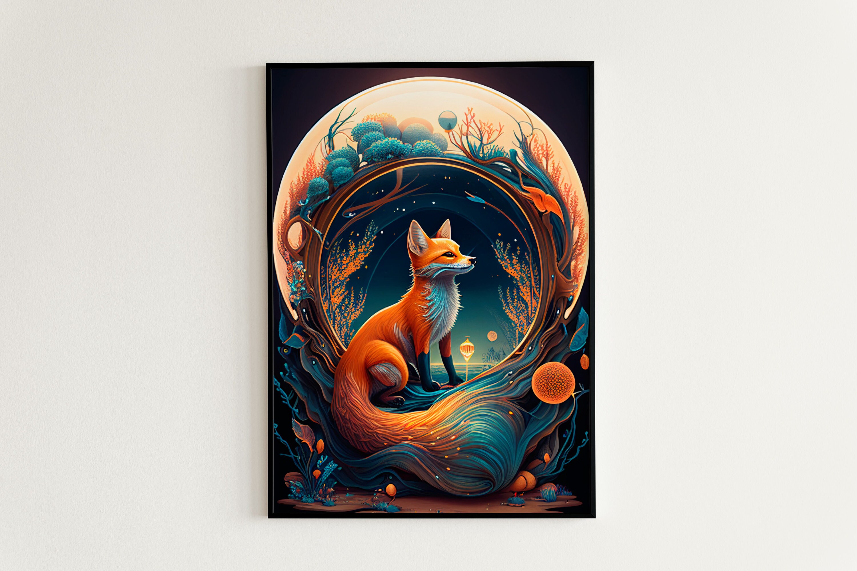 Digital Art | Whimsical Fox Art Prints | Fox | Whimsical Art | Fox Art | Fox Wall Art | Digital ...
