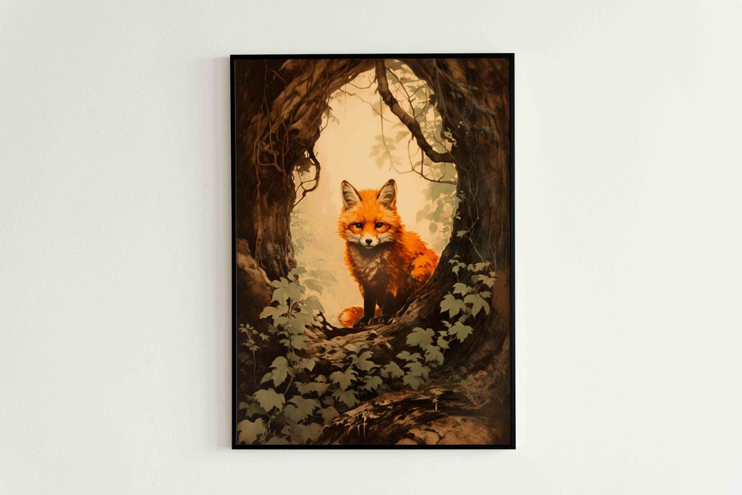 Digital Art Fox Vintage Fox Print Fox Wall Art Fox Print Fox Art Print Fox Artwork Fox Art Fox ...