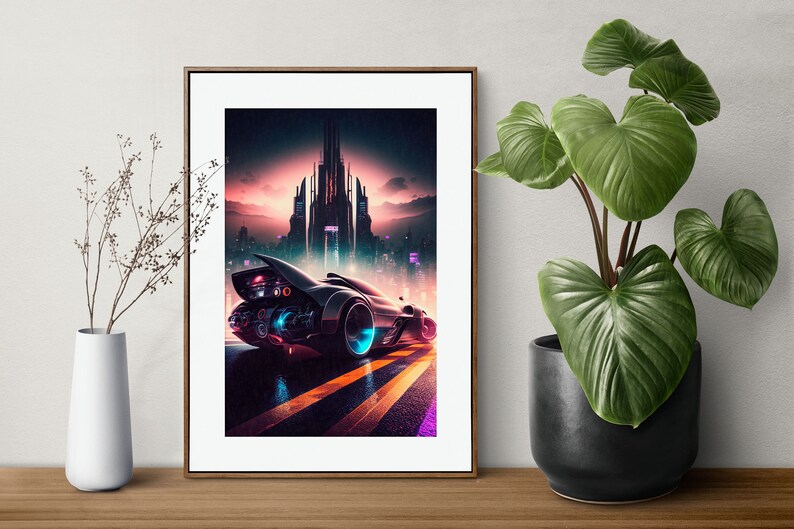Digital Art | Futuristic Car Art Print | Futuristic Wall Art | Neon Art ...