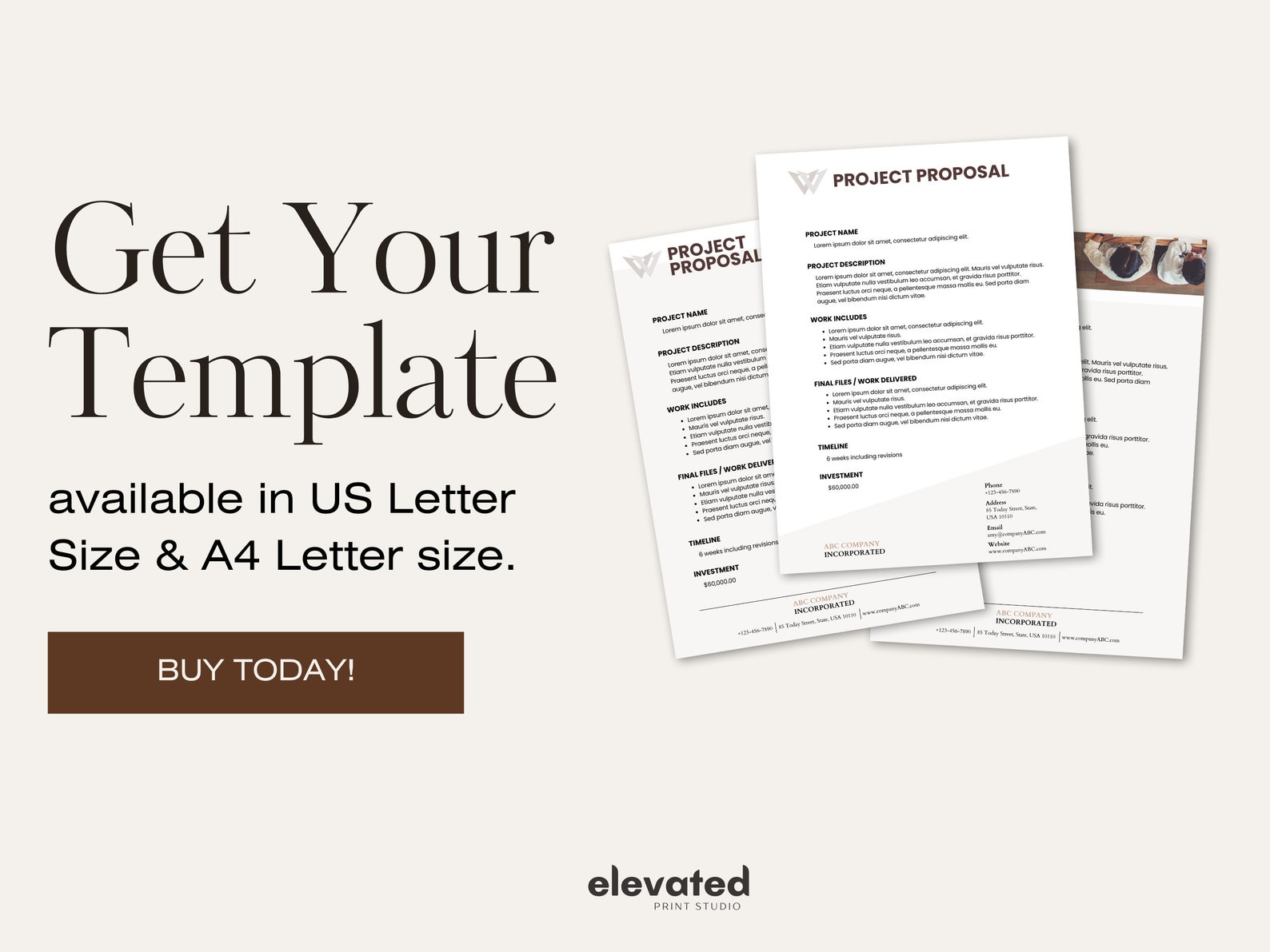 One Page Project Proposal Templates Canva Client Proposal - Etsy