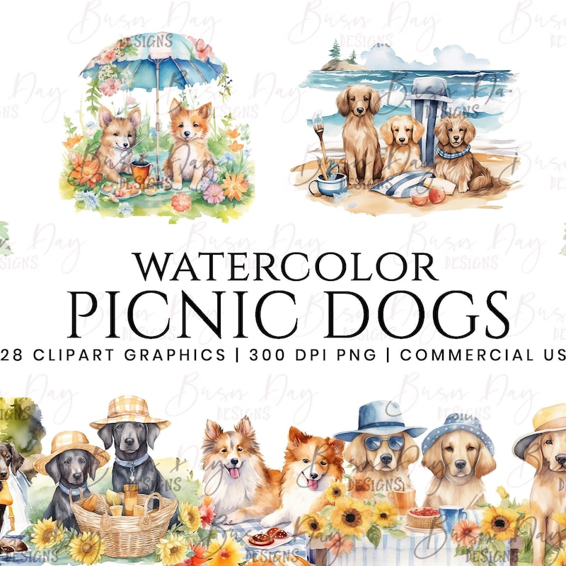Watercolor Dog Clipart - Etsy