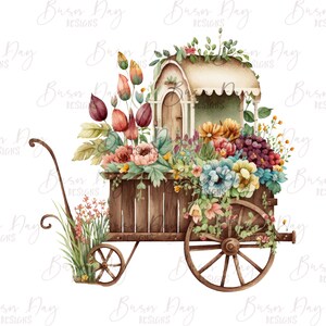 Watercolor Flower Carts Clipart Bundle Digital Download - Etsy