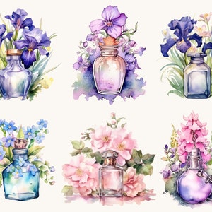 27 Watercolor Perfume Bottles Clipart Bundle, Commercial Use, Digital ...