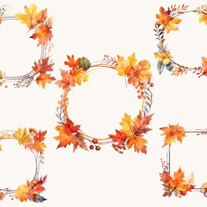 20 Watercolor Autumn Frames Clipart Bundle Digital Download, Printable ...