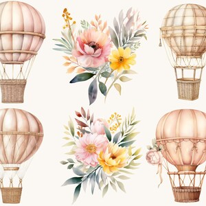 22 Watercolor Hot Air Balloon Clipart Bundle Sublimation Designs ...