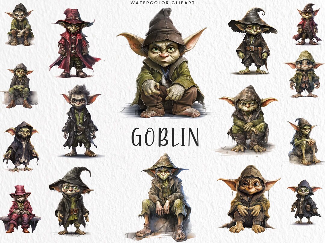 Watercolor Goblin Clipart Bundle Sublimation Designs Digital Download ...