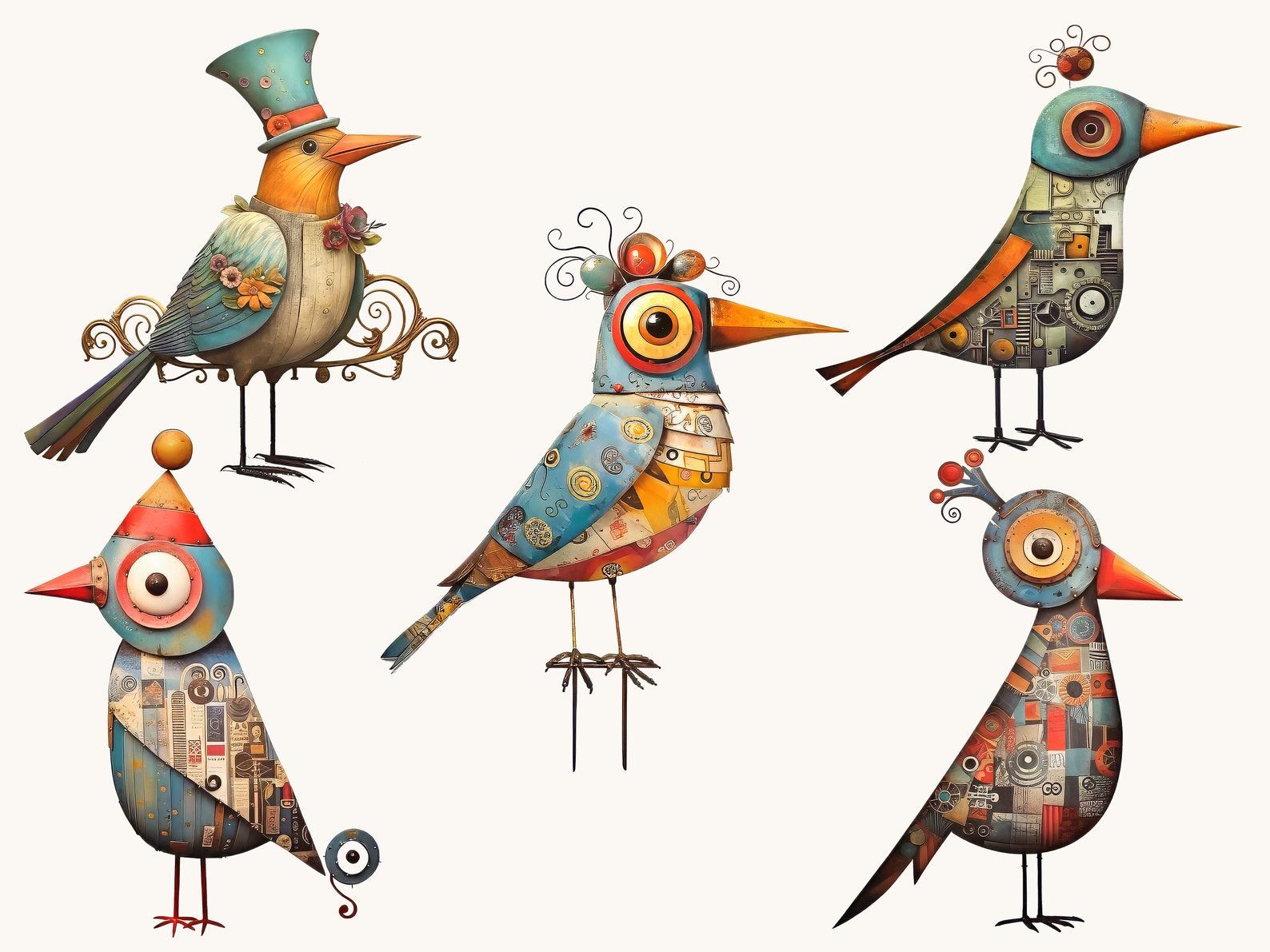 Whimsical Bird Clipart Bundle: Quirky PNG Designs (digital Download) - Etsy
