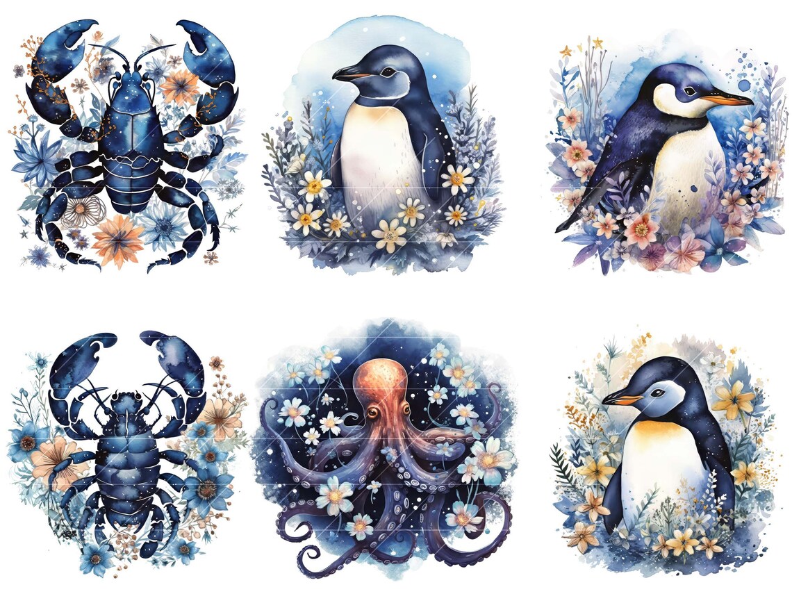Watercolor Underwater Clipart Bundle: Dreamy Sea Life Designs (digital ...