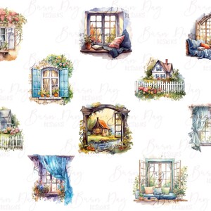 Watercolor Cottagecore Window Clipart Bundle Digital - Etsy
