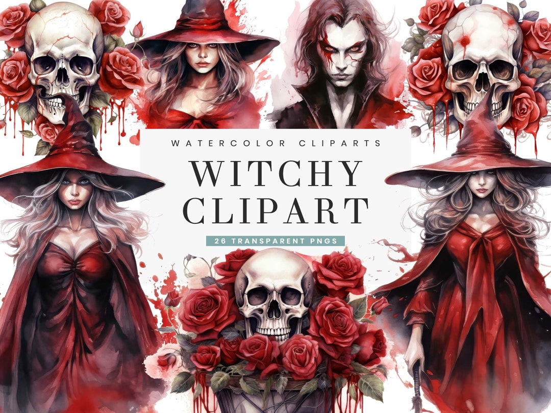 26 Watercolor Witchy Clipart Bundle Bundle Sublimation Designs Digital ...