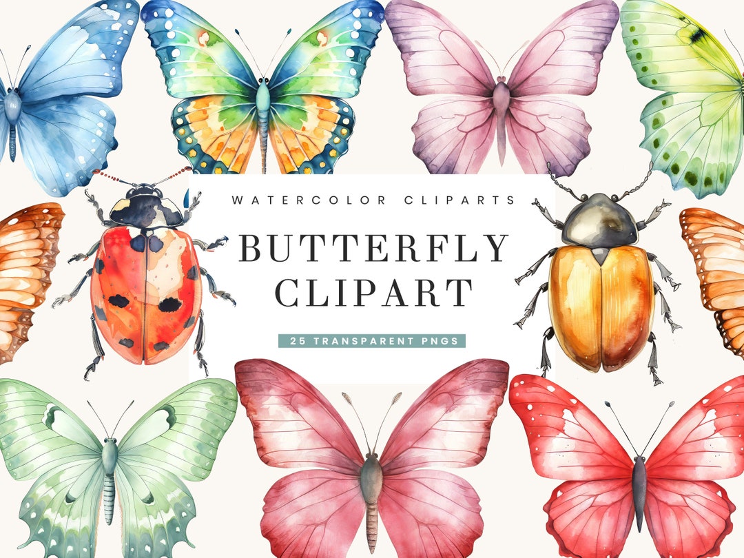25 Watercolor Butterfly Clipart Bundle Digital Download Sublimation ...