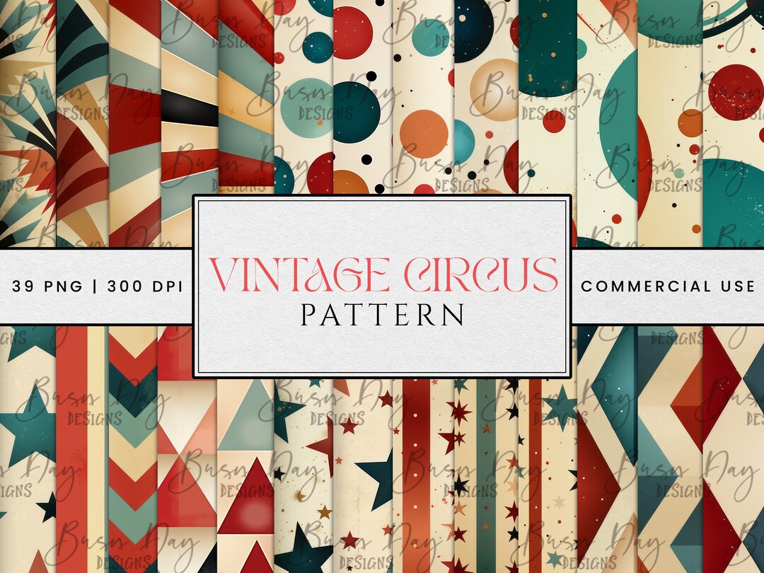 Vintage Circus Seamless Pattern Digital Paper Printable Art Digital ...