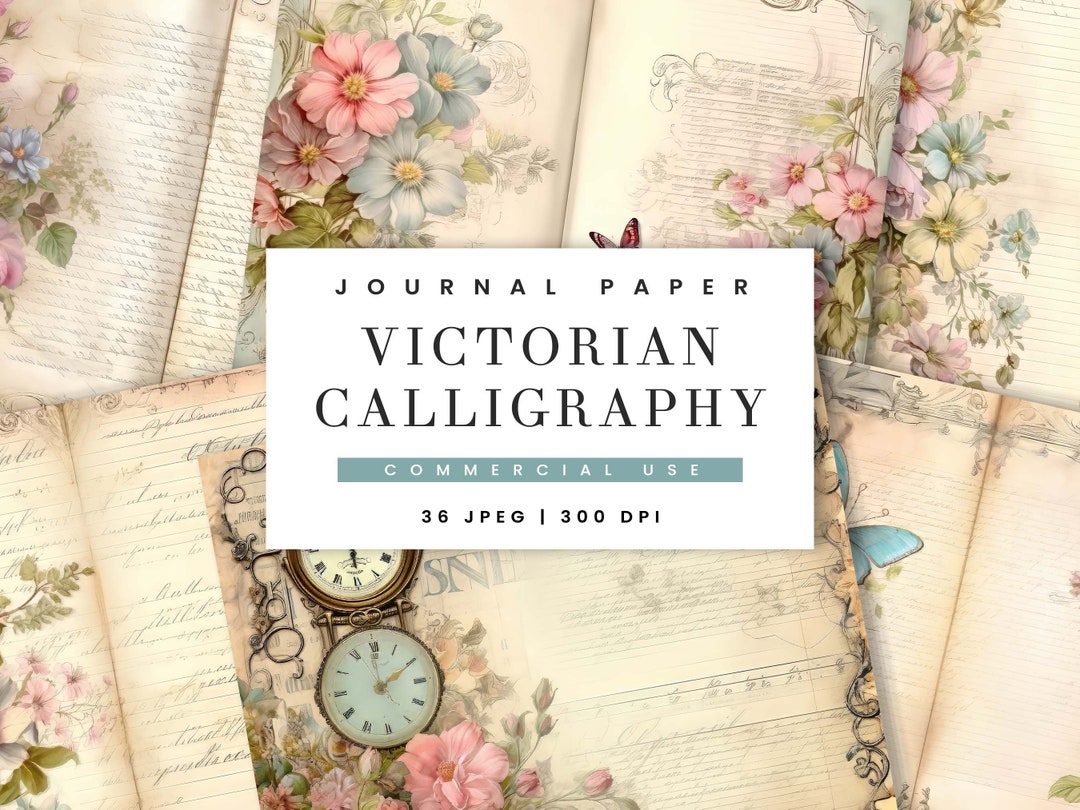 Victorian Calligraphy Paper: 36 Junk Journal Pages (digital Download ...