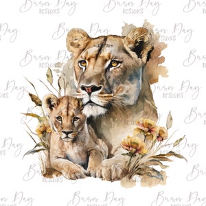 Watercolor Animal Mother With Baby Clipart Watercolor - Etsy