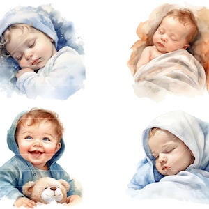 25 Watercolor Cute Babies Clipart Bundle Sublimation Designs Digital ...