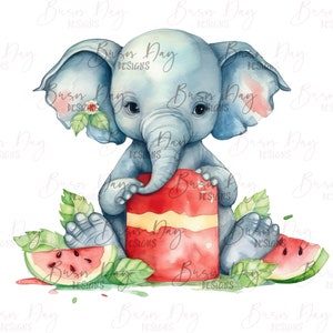 36 Watercolor Cute Elephant Clipart Bundle , Clipart Bundle, Commercial ...