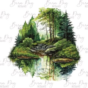 Watercolor Forest Trees Clipart Bundle: Commercial Use (digital ...