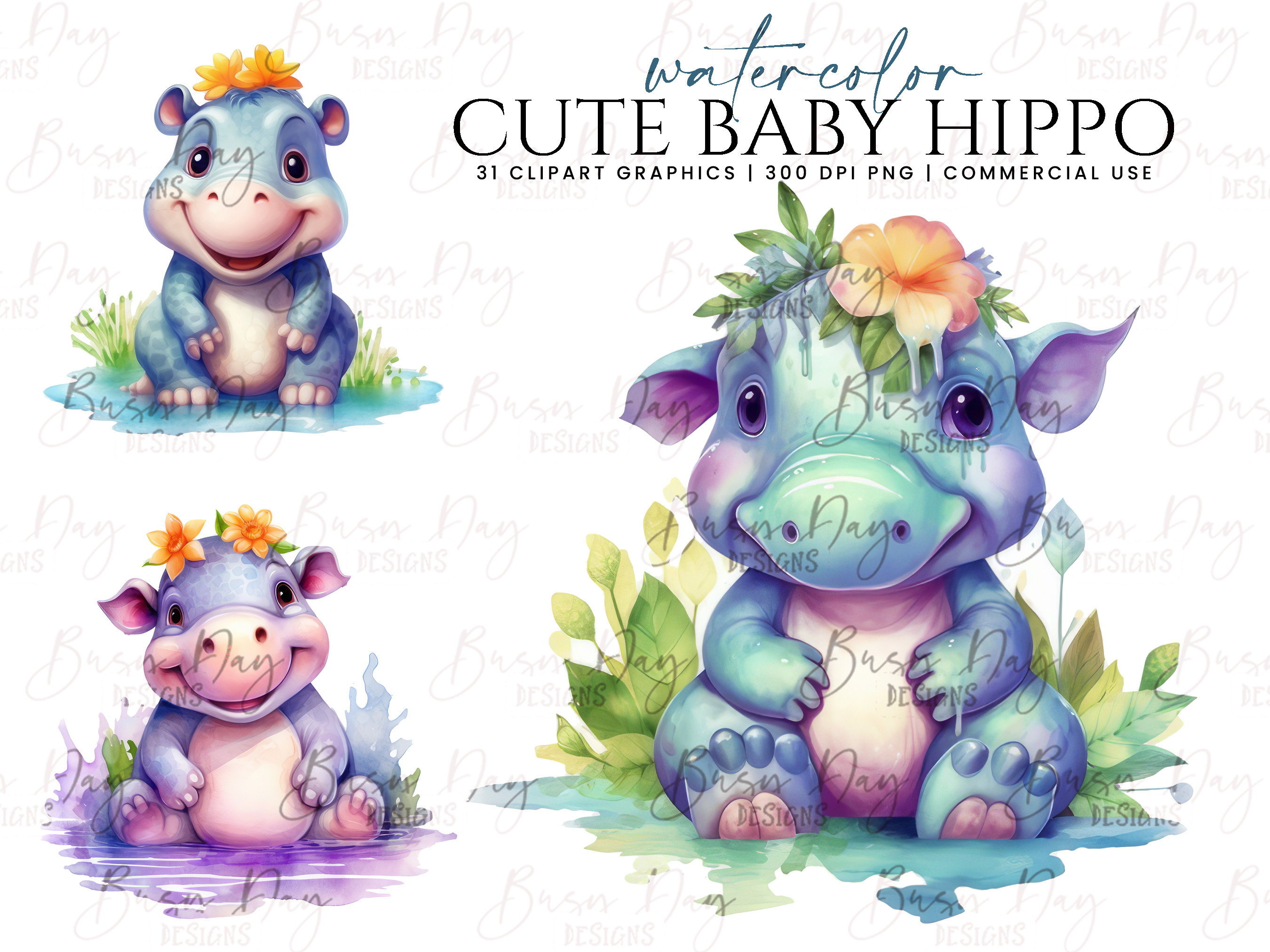 Baby Hippo Clipart