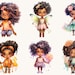 29 Watercolor Cute Little Black Girl Clipart Bundle , Watercolor ...