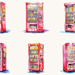 18 Watercolor Japanese Vending Machine Clipart Bundle Digital Print ...