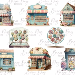 Watercolor Candy Storefront Clipart: 21 PNG Graphics (digital Download ...