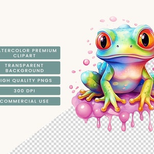 30 Watercolor Cute Baby Frog Clipart, Clipart Bundle, Commercial Use ...