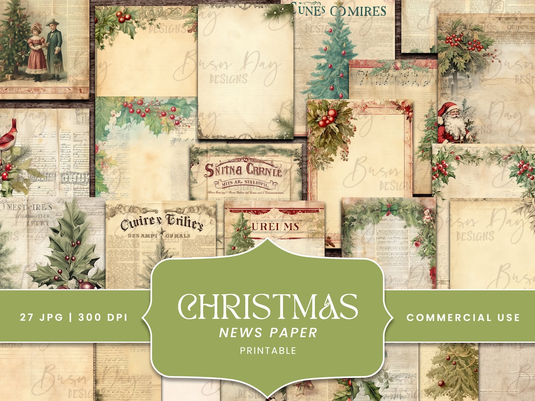 27 Christmas News Paper Digital Download, Printable Old Paper, Vintage ...