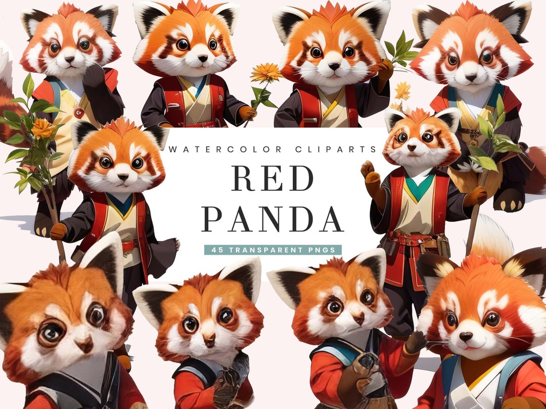 45 Cartoon Red Panda Clipart Bundle Printable Art Sublimation Designs ...