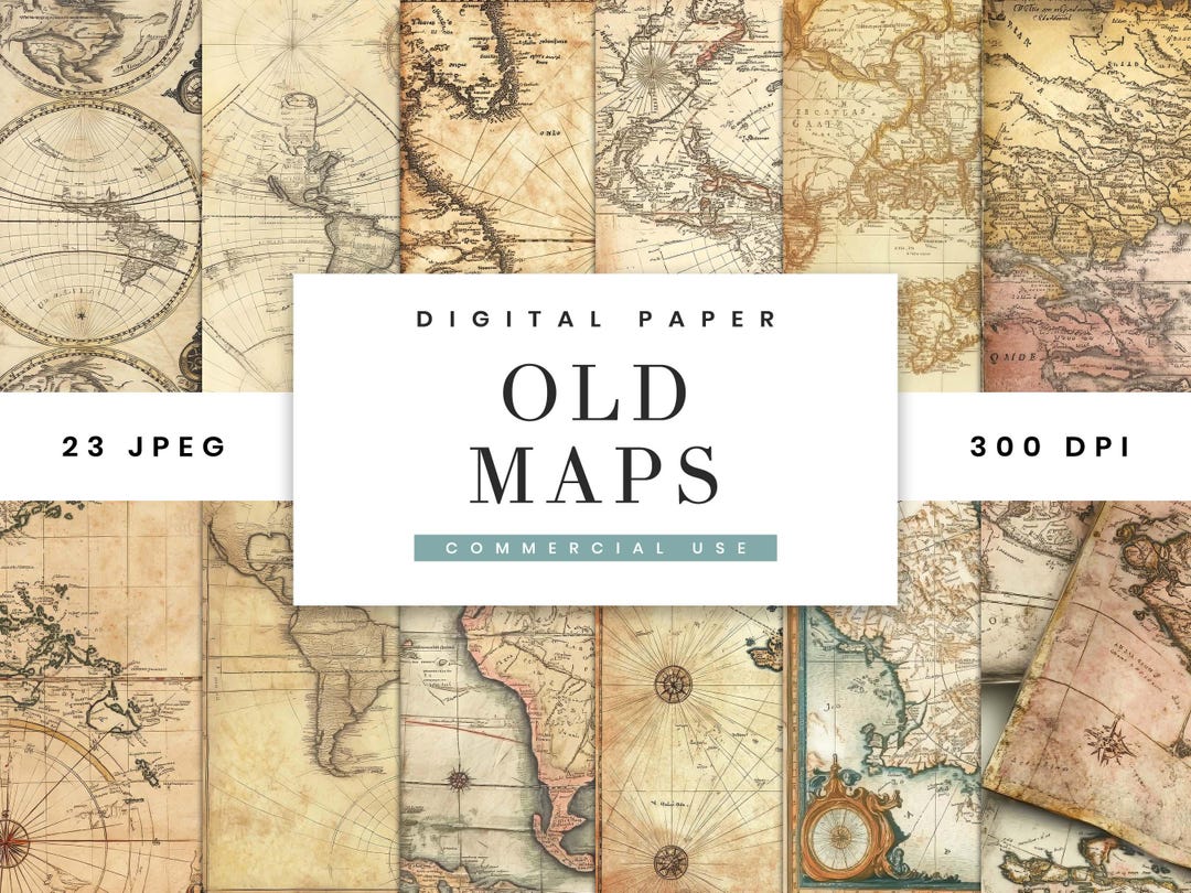 23 Watercolor Old Maps Digital Paper Seamless Pattern, Digital Paper ...