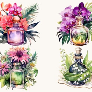 27 Watercolor Perfume Bottles Clipart Bundle, Commercial Use, Digital ...