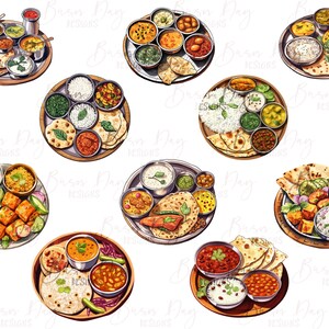 Watercolor Indian Thali Clipart Bundle Watercolor Clipart - Etsy