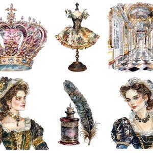 30 Watercolor Baroque Era Clipart Bundle Sublimation Designs Digital ...