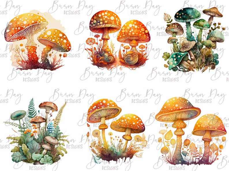 Watercolor Mystical Mushroom Clipart Bundle (digital Download) - Etsy