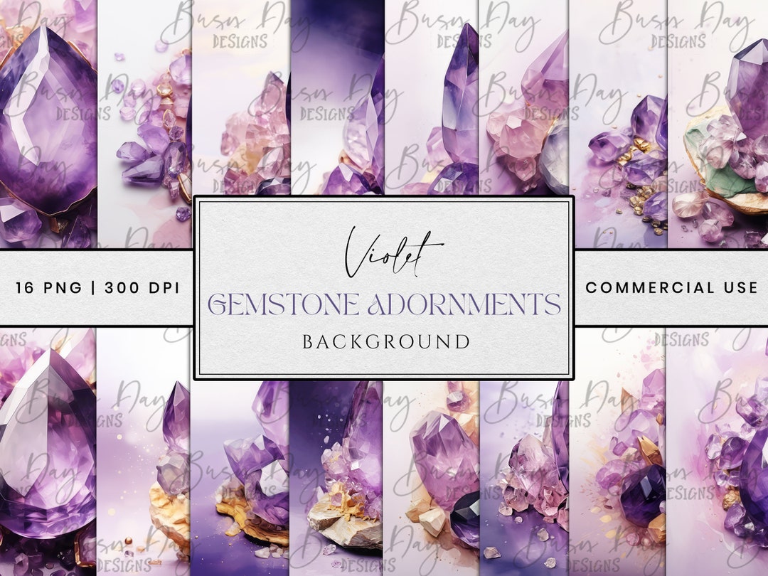 16 Violet Gemstone Adornments Background Png Files Sublimation Designs ...