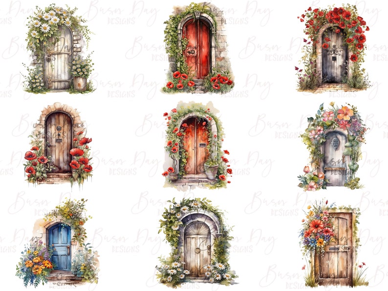 Watercolor Floral Doors Clipart Bundle (digital Download) - Etsy