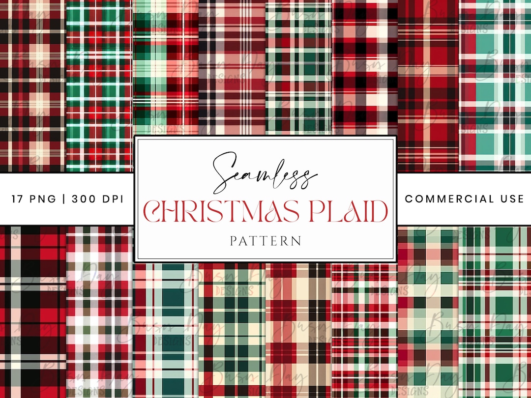 Seamless Christmas Plaid Pattern Background Printable Wall Art - Etsy