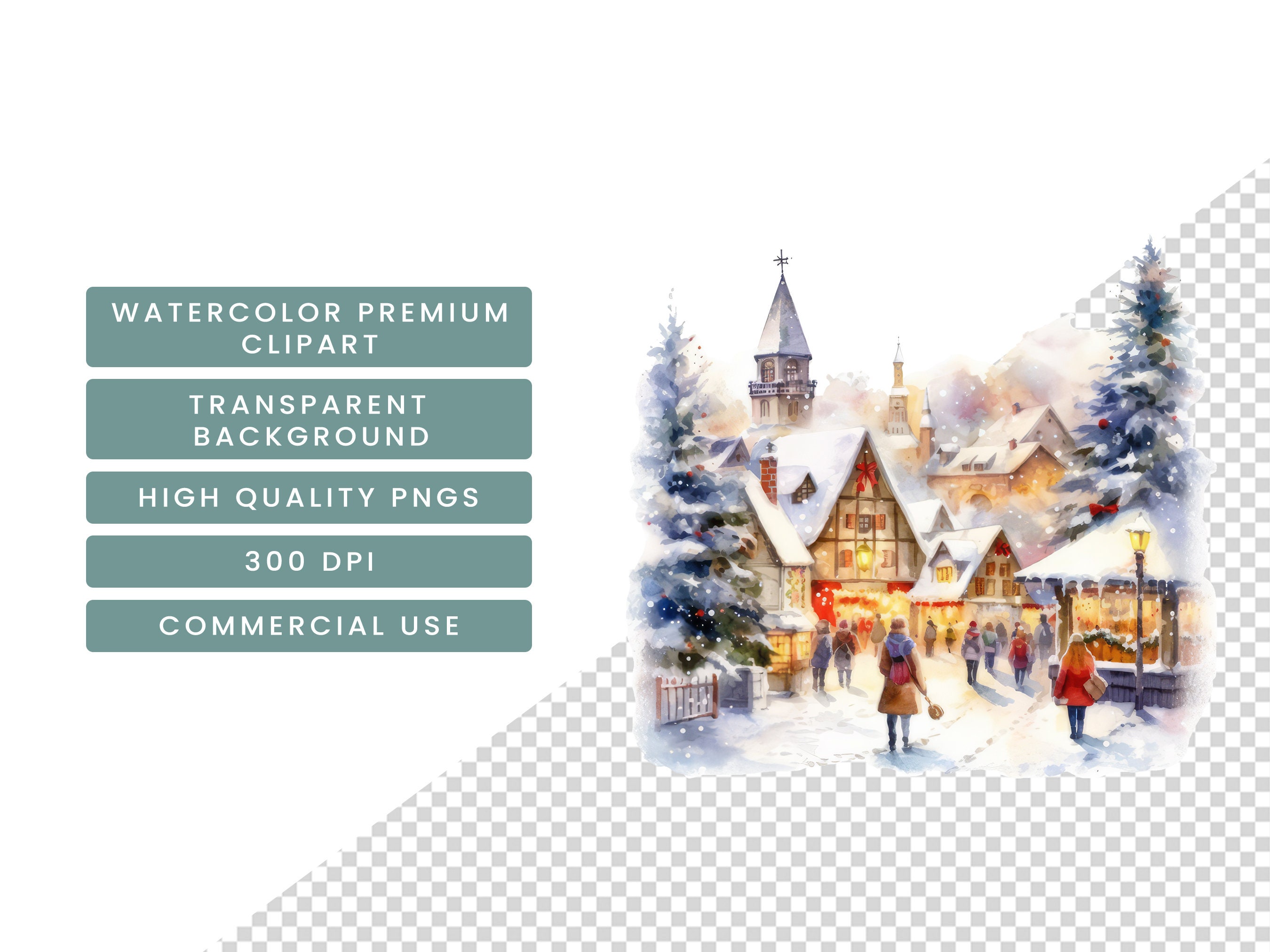 Watercolor Christmas Winter Scenes Clipart Bundle (digital Download) - Etsy