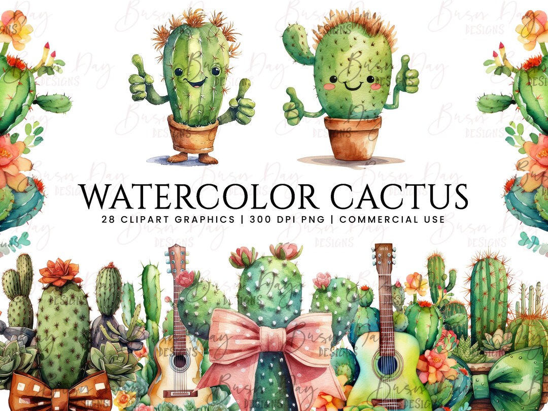 28 Watercolor Cactus Plants Clipart Bundle, Digital Download, Digital ...