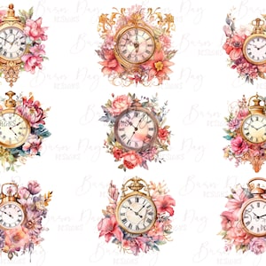 Watercolor Ornate Clocks Clipart Bundle Digital Download Commercial Use ...