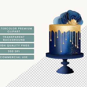 Navy Blue Cakes Watercolor Clipart Bundle (digital Download) - Etsy